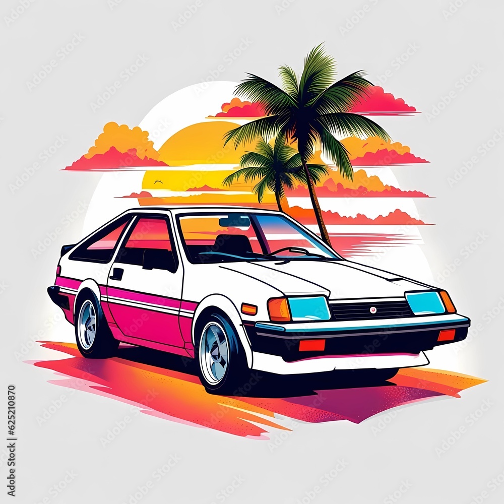 artwork of t-shirt graphic design, flat design of one retro ,classic ...