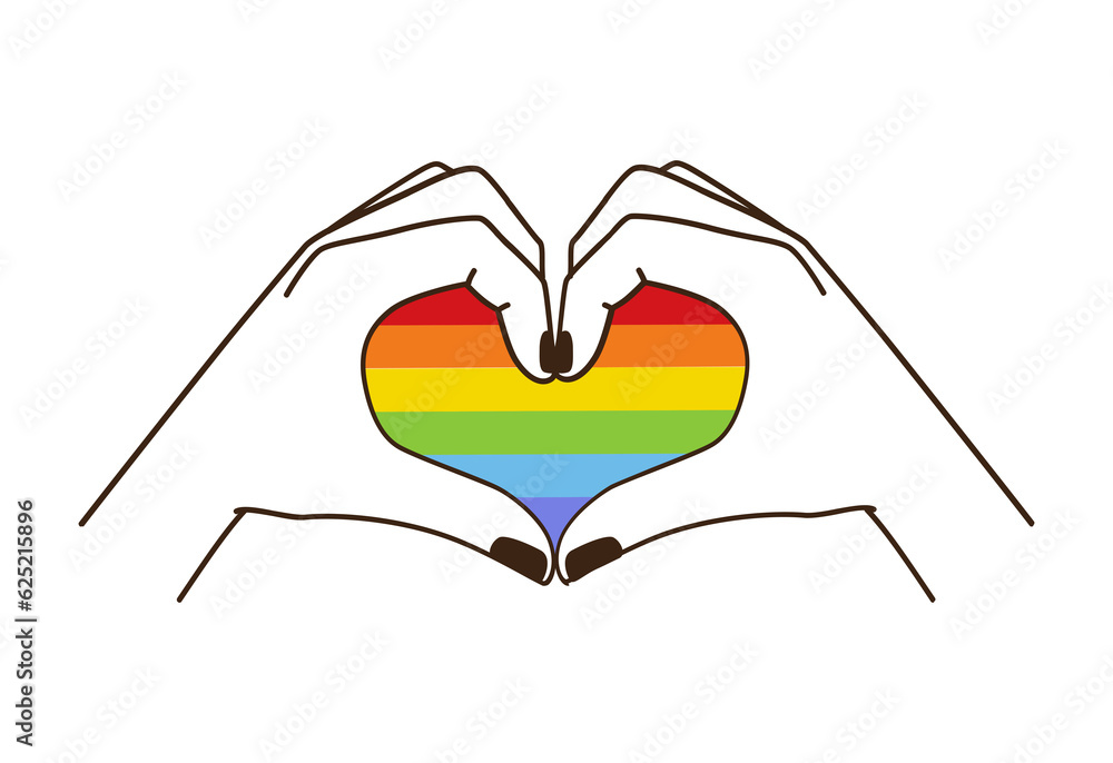 Png Illustration In Flat Simple Linear Style Hand And Pride Lgbt