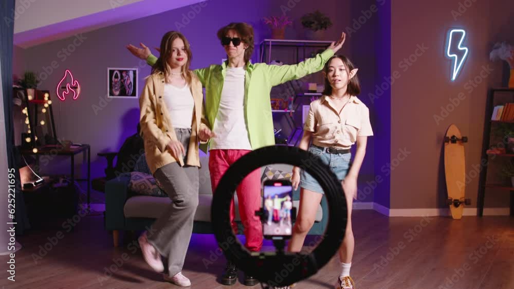 Group of friends recording dance video. Amazing dance video, reels ...