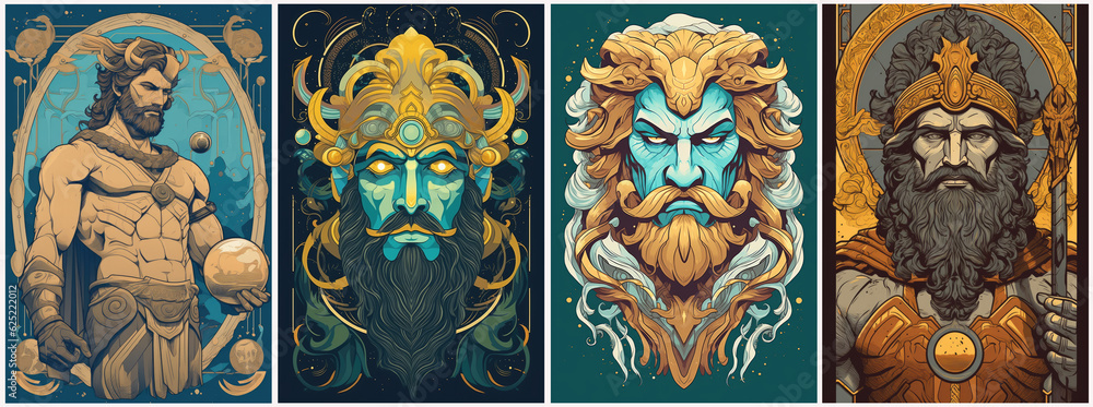 Ancient Greek mythological god atlas set. Impressive, colorful and ...