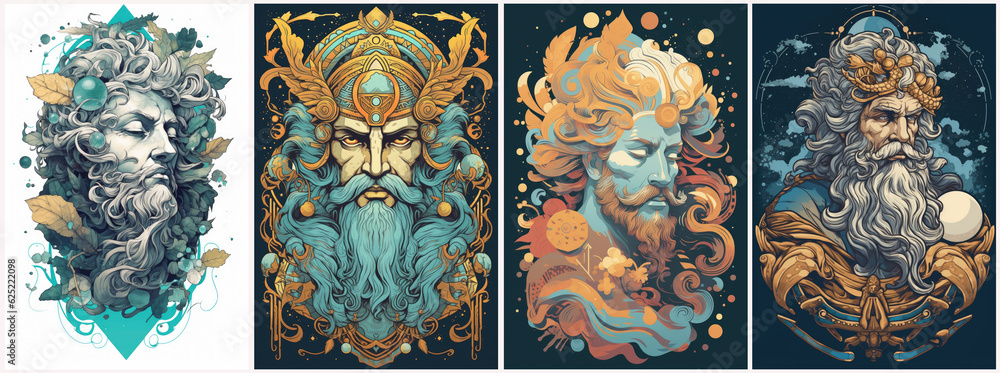 Ancient Greek mythological god aether set. Impressive, colorful and ...