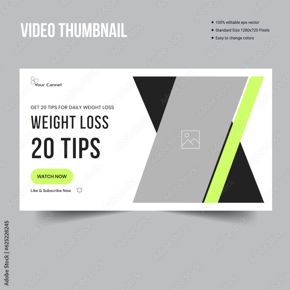 Daily weight loss video cover banner design, customizable youtube ...