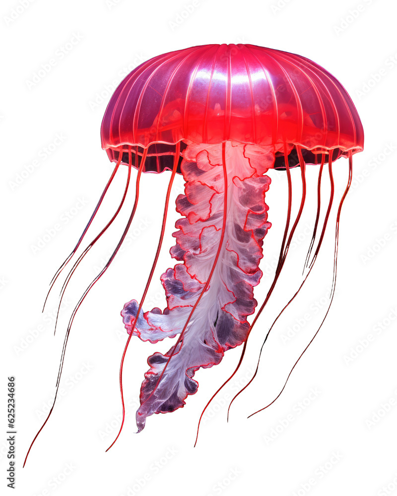 Red jellyfish png, transparent background, isolated on white, sea ...