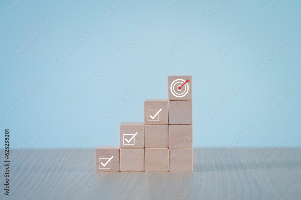 concept step towards goals and business success Keeping track of ...