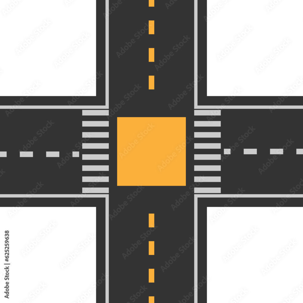 Roads and highway different intersection piece Stock Vector | Adobe Stock