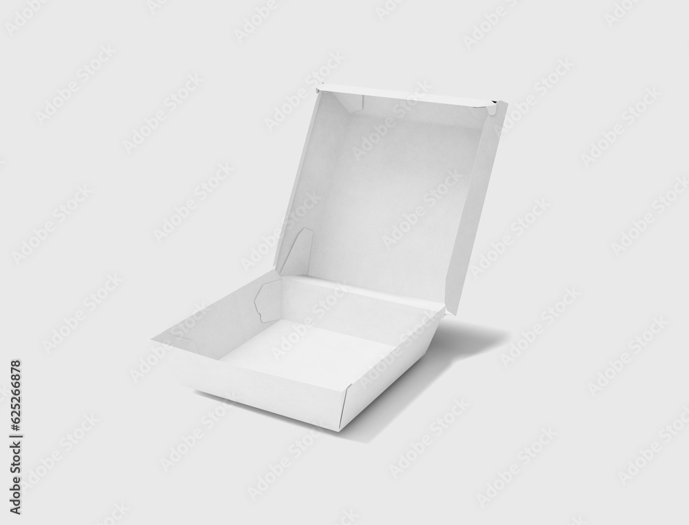 Blank white burger carton box mock up isolated on white background ...