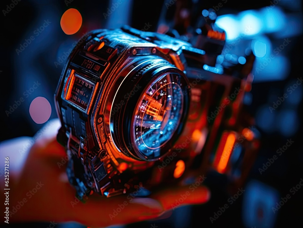 tic backdrop. The device emits a soft, neon glow, casting an ethereal ...