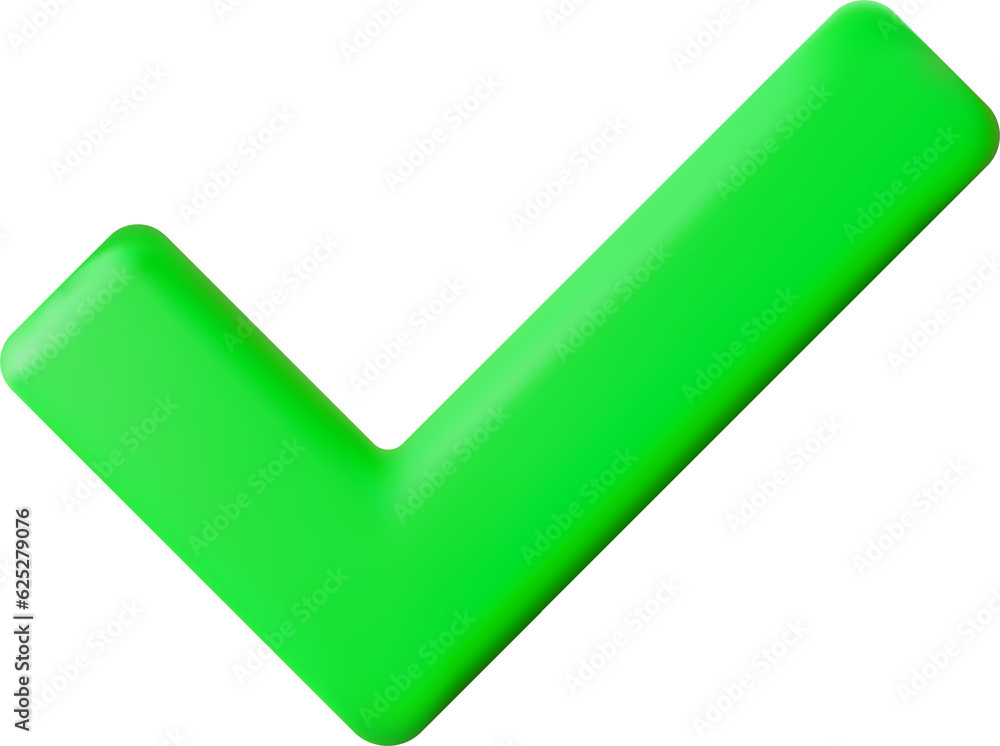 Green check mark positive 3D sign Stock Illustration | Adobe Stock