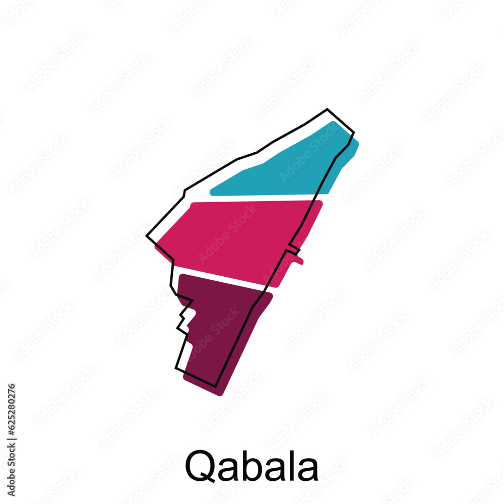 map of Qabala vector design template, national borders and important ...