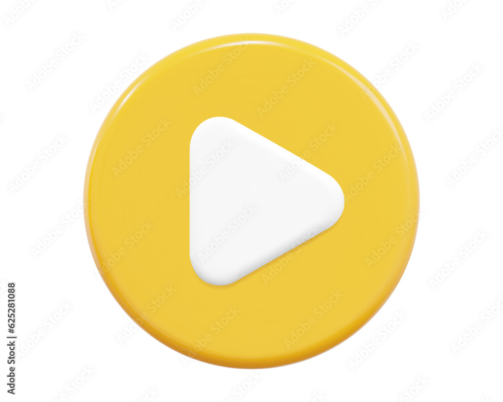 3d yellow play button icon. Symbol to watch tv, video, movie,live ...