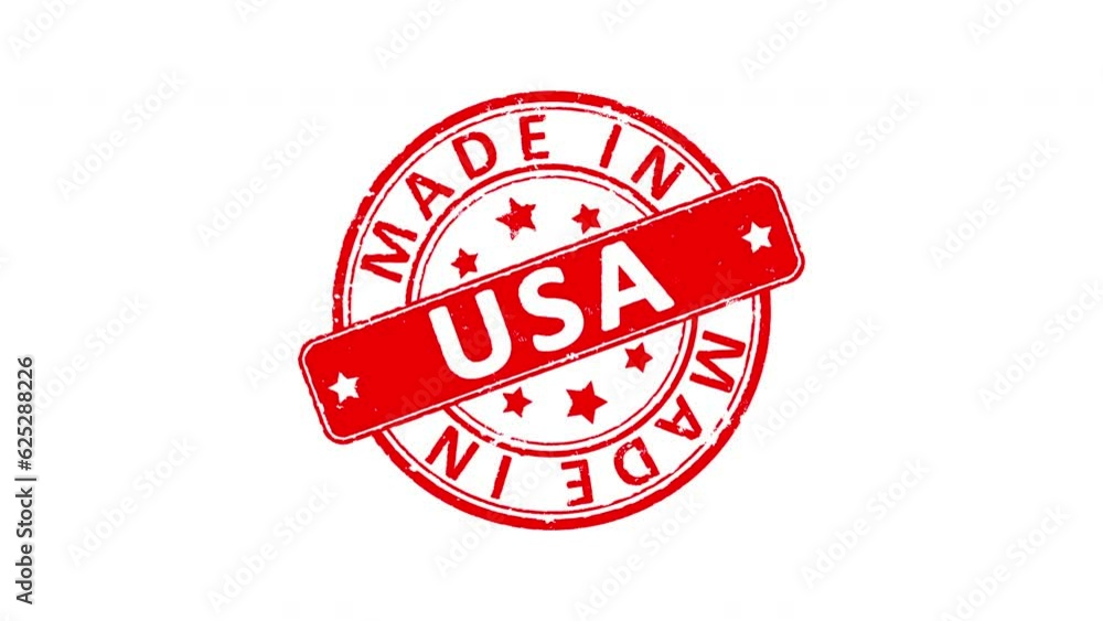 3 different Made In USA rubber stamp animated video over white ...