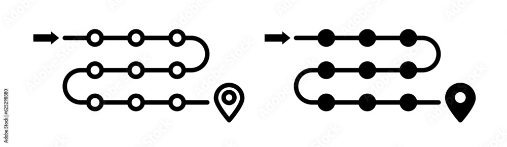 Roadmap icon set. business project timeline vector symbol. path or ...