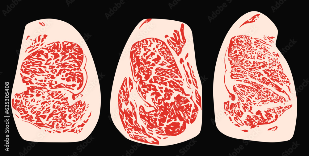 Raw wagyu sirloin steak isolated on background, Japanese beef steak ...