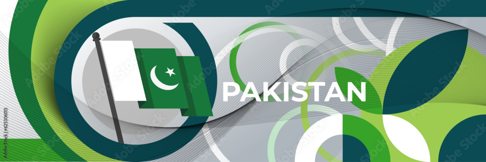Pakistan national day banner, flag colors background and geometric ...