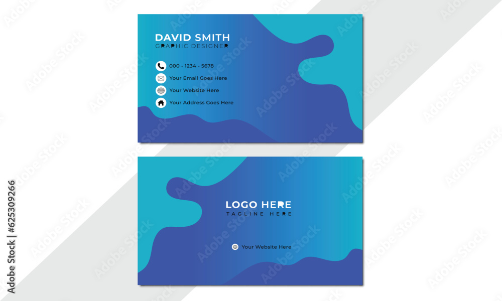 Cyan & blue business card design, Modern business card design, Creative ...