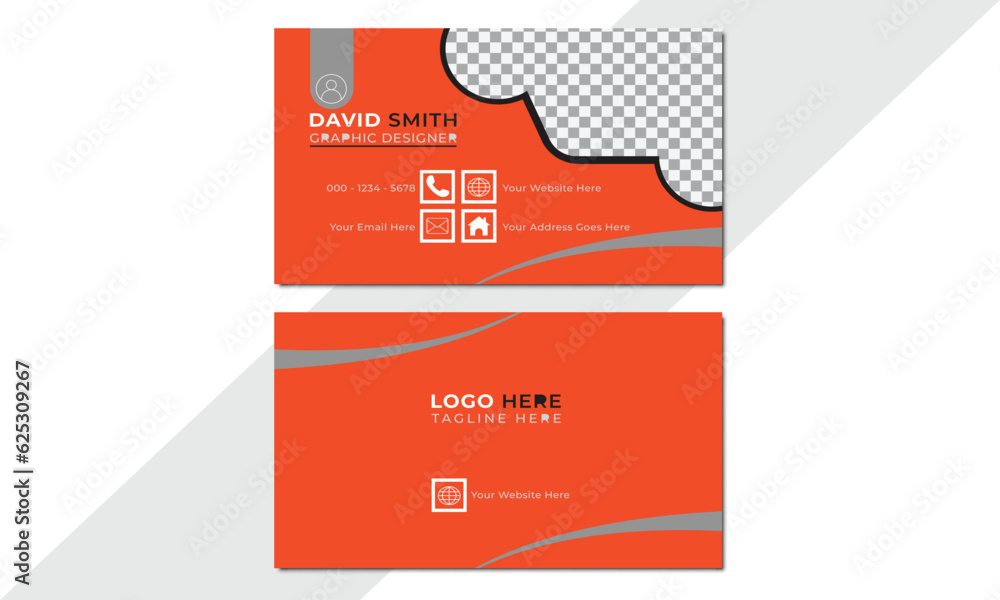 Orange & black business card design, Modern business card design ...
