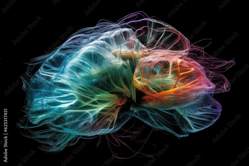 fractal colorful light brain illustration, educational research ...