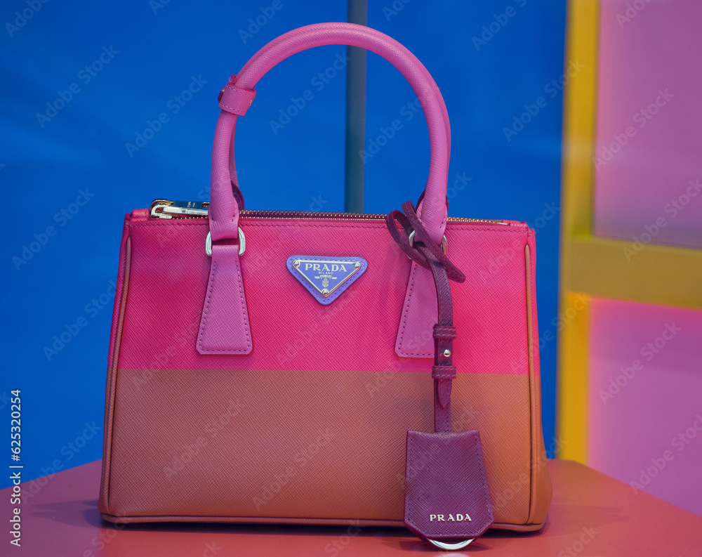 Prada Galleria, famous saffiano leather handbag in two shades of red ...