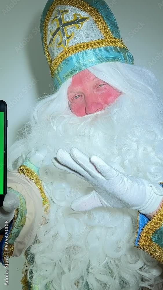 Sinterklaas portrait USA on a white background. Dutch Santa Claus St ...
