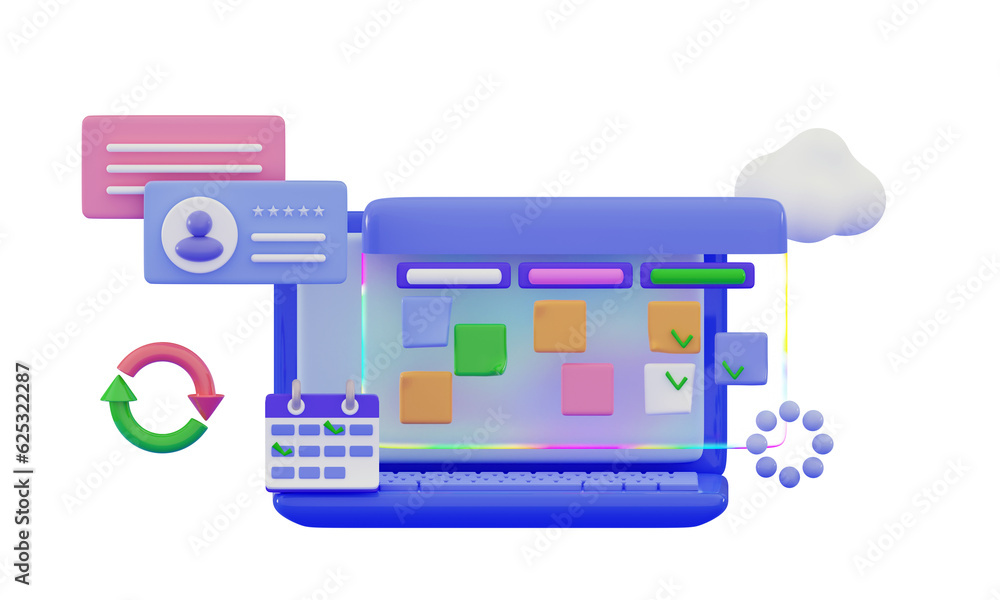 3d SCRUM Concept Agile project management Kanban board software ...