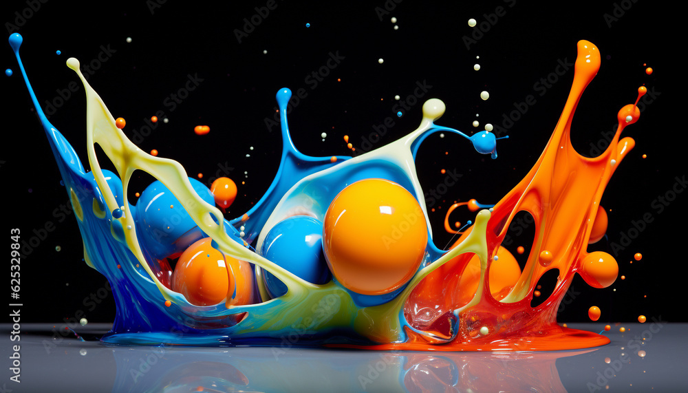 Brush stroke oil color or acrylic paint design element, a vivid color ...