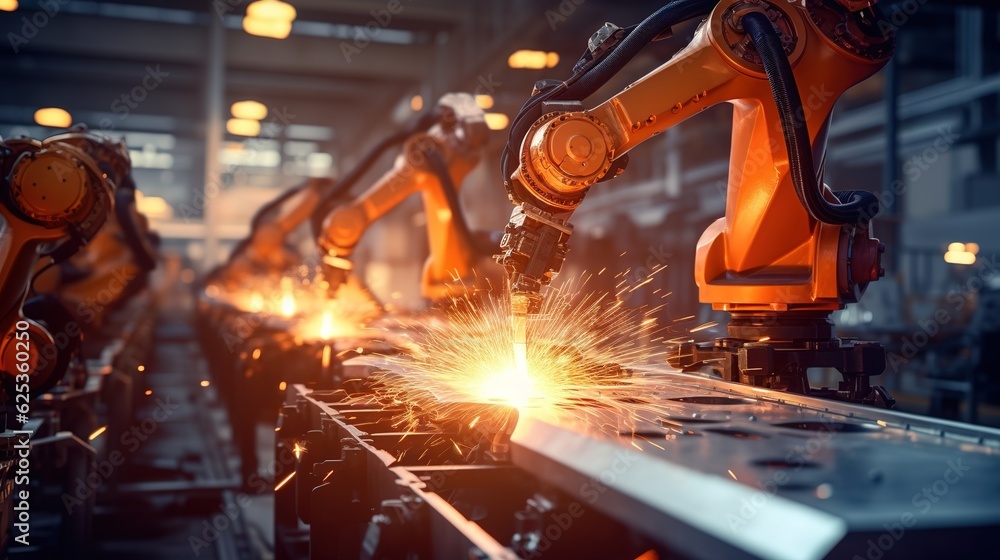 welding arm on the automobile production line is being welded with ...