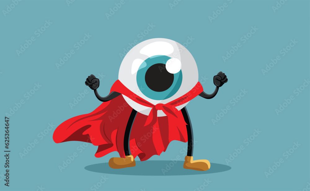 Super Hero Eye Ball Vector Cartoon Mascot Illustration. Cheerful organ ...
