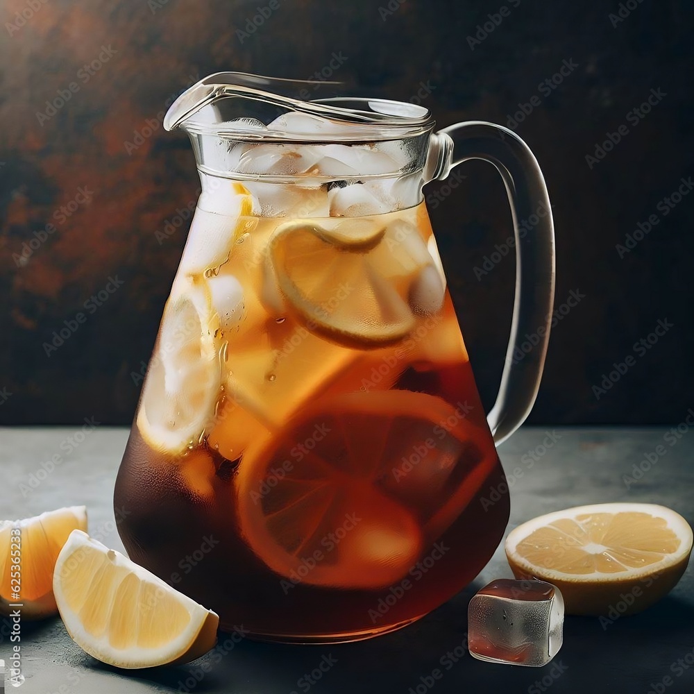 Clear Glass Pitcher with Refreshing Fresh Brewed American Iced Tea or ...