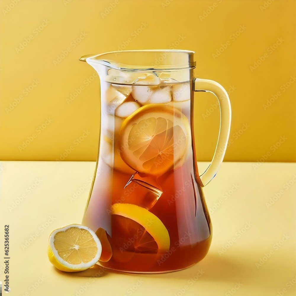 Clear Glass Pitcher with Refreshing Fresh Brewed American Iced Tea or ...