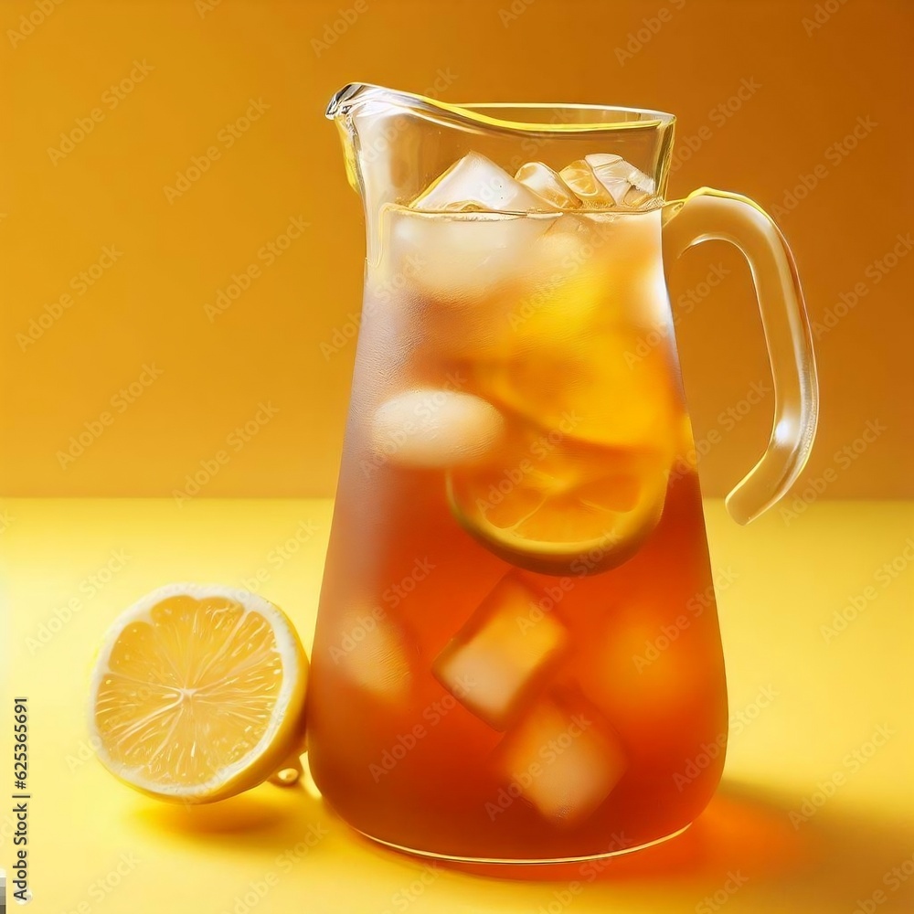 Clear Glass Pitcher with Refreshing Fresh Brewed American Iced Tea or ...