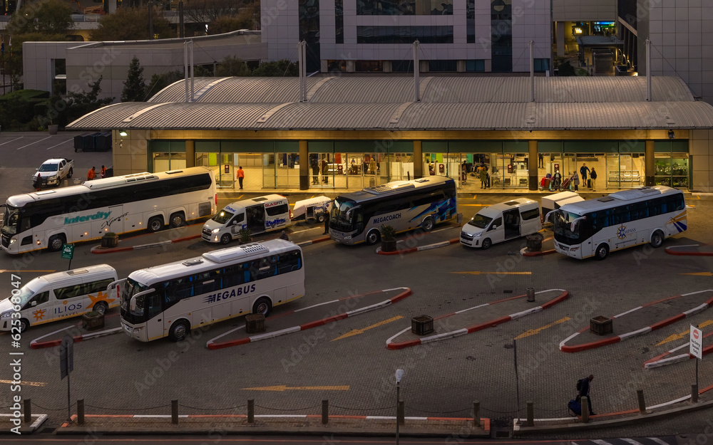 Bus transit station at Johannesburg airport in South Africa Stock Photo ...