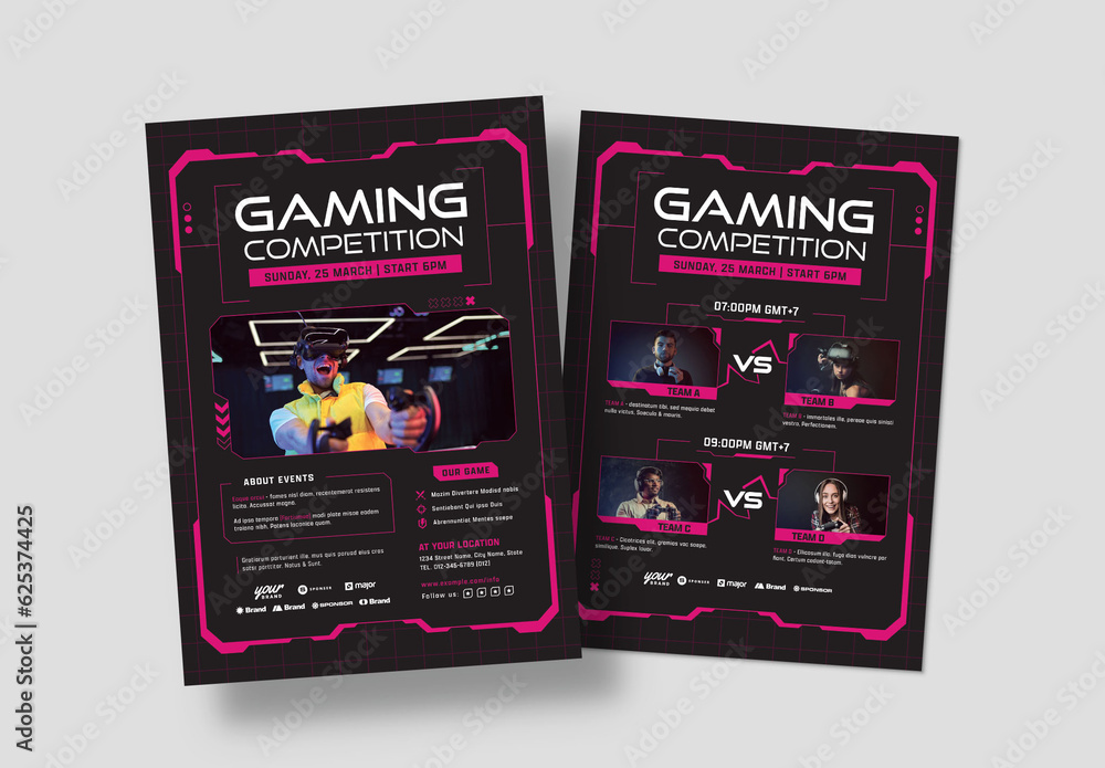 eSports Gaming Flyer Layout with HUD Styling Stock Template | Adobe Stock
