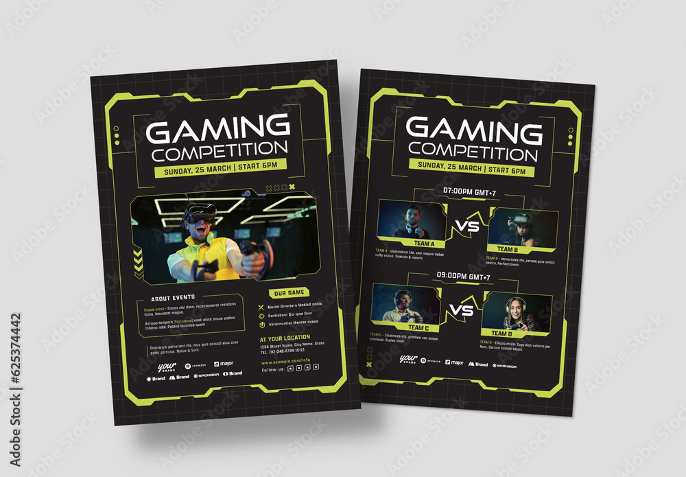 eSports Gaming Flyer Layout Stock Template | Adobe Stock