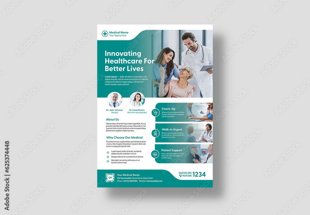 Modern Medical Healthcare Flyer Poster Layout Stock Template | Adobe Stock