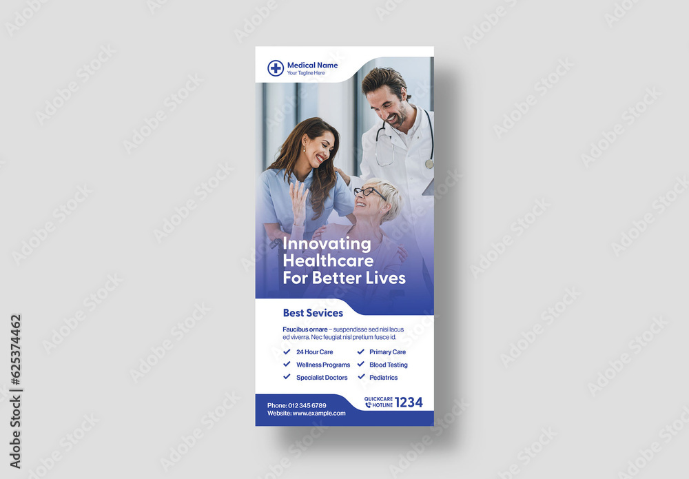 Modern Medical Healthcare Flyer DL Card Layout Stock Template | Adobe Stock