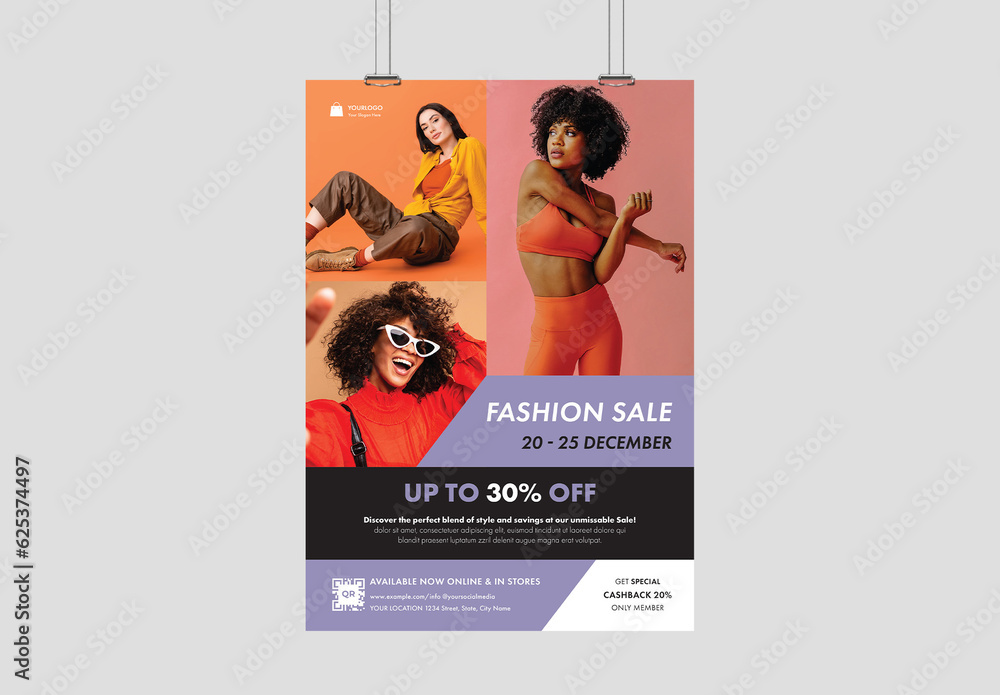 Retail Store Flash Sale Poster Banner Flyer Layout Stock Template ...