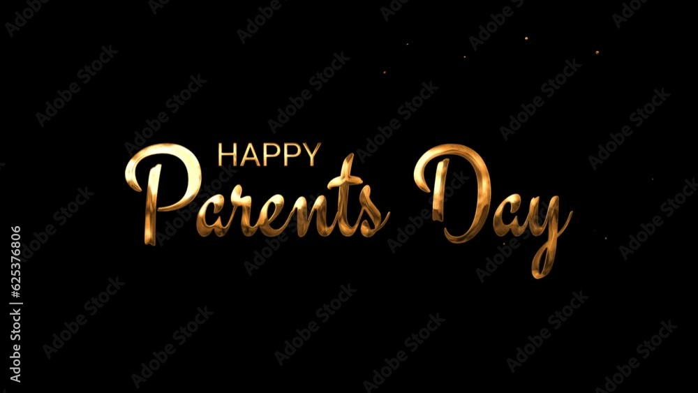 Happy Parents Day Animation in gold color on black background. Great ...