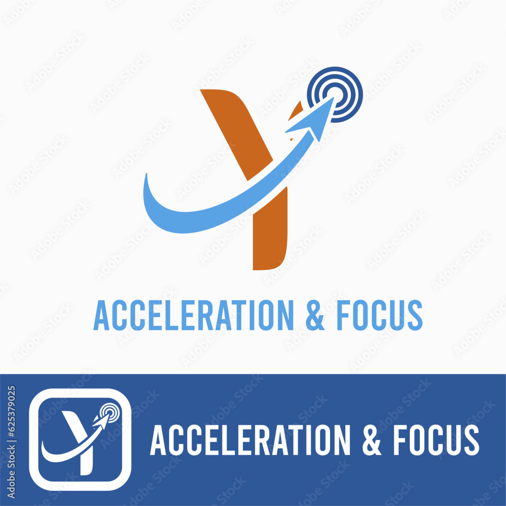 Initial Y Letter with arrow upward and focus for accelerated ...