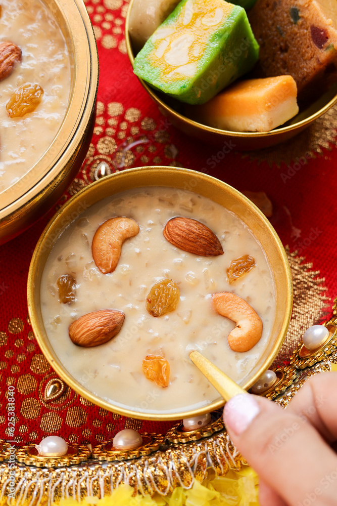 Rice Kheer Indian Sweet Payesh. Kerala Onam Payasam Palada Phirni ...