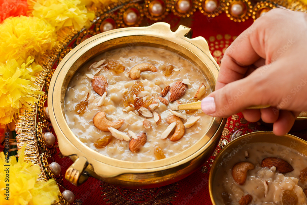Rice Kheer Indian Sweet Payesh. Kerala Onam Payasam Palada Phirni ...
