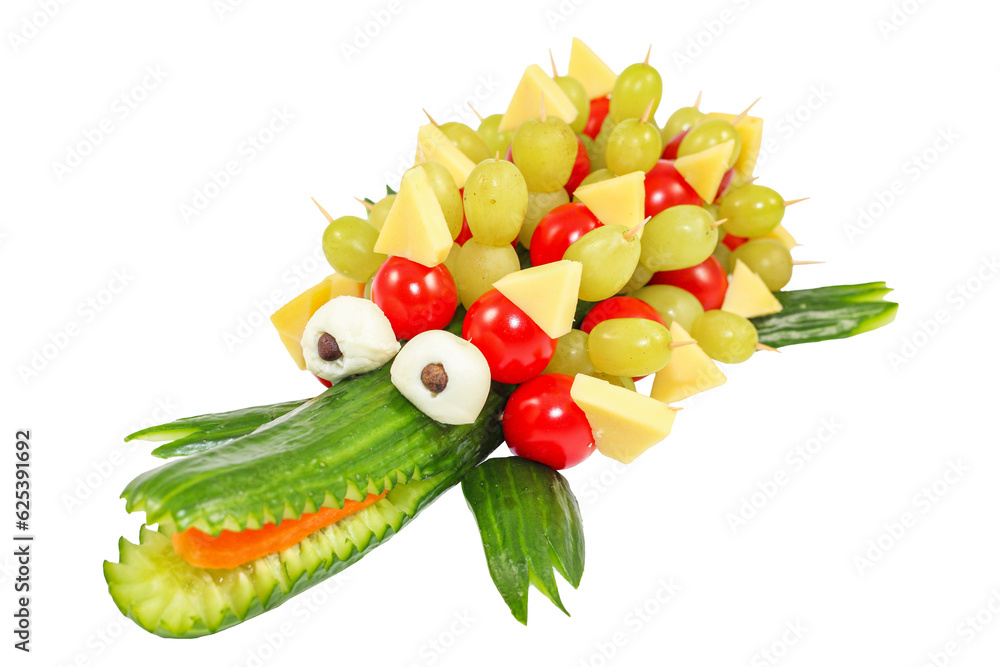 Cucumber crocodile - Crocodile carved out of a cucumber isolated on ...
