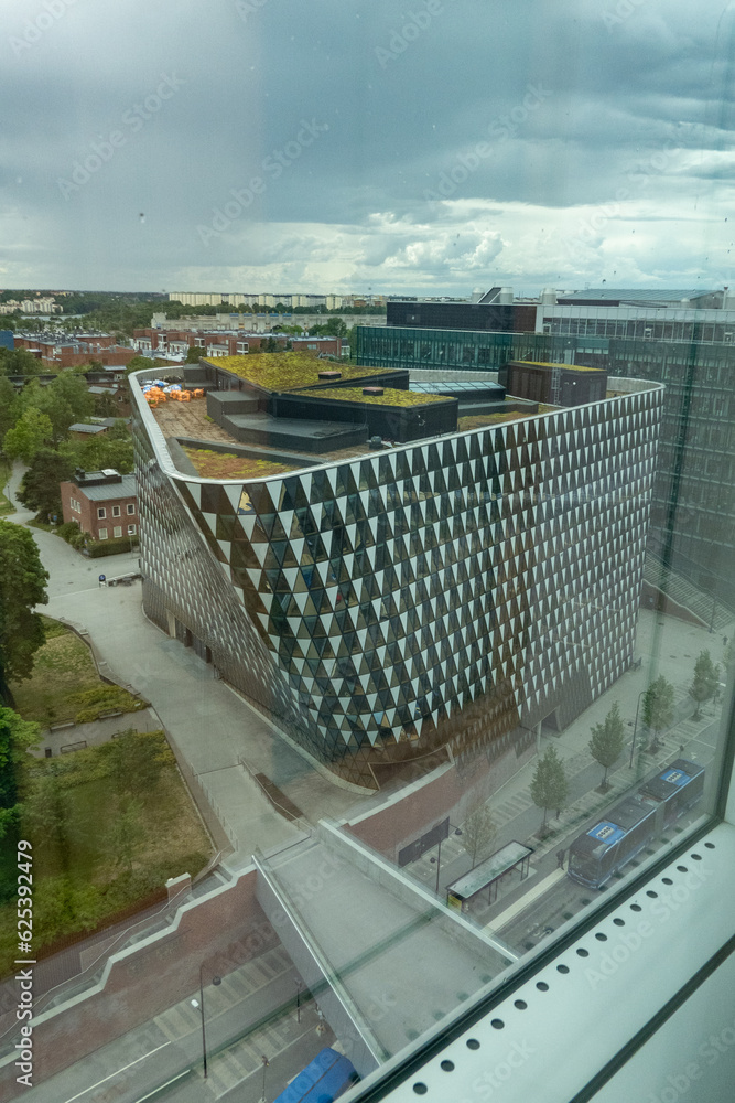 Stockholm, Sweden A high window view of the Karolinska University ...