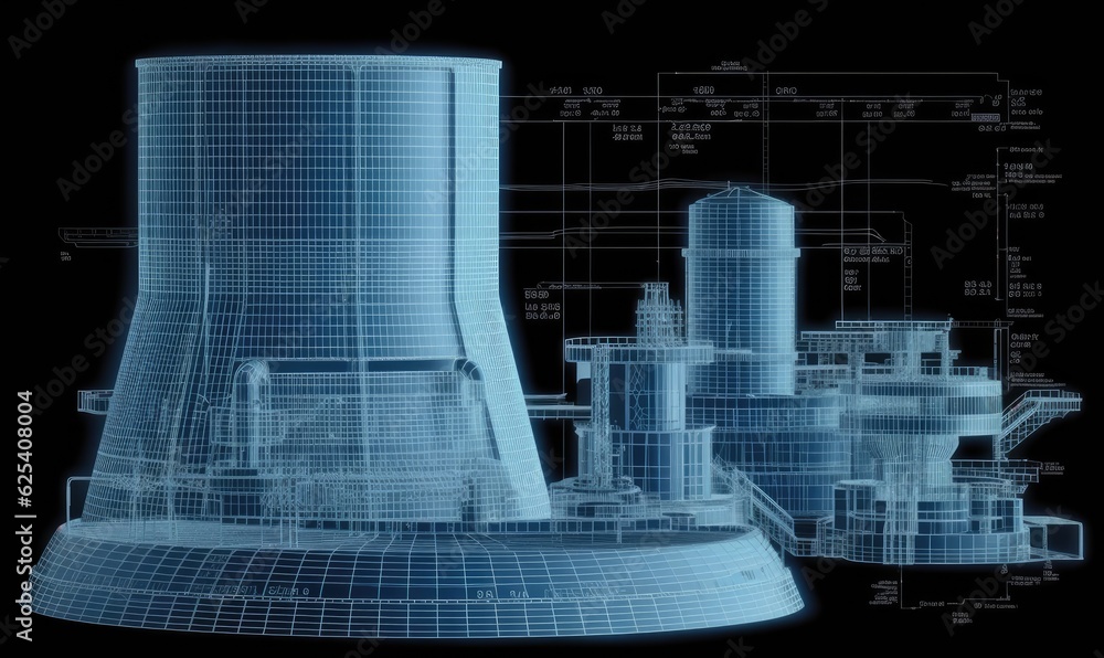 Visual representation of a nuclear power plant's intricate details in a ...