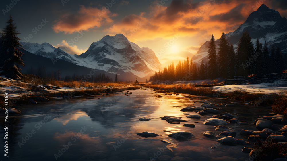 A breathtaking minimalist wallpaper of a majestic mountain range ...