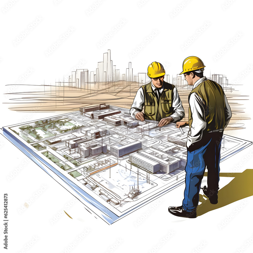 Clipart of civil engineers conducting a feasibility study for a new ...