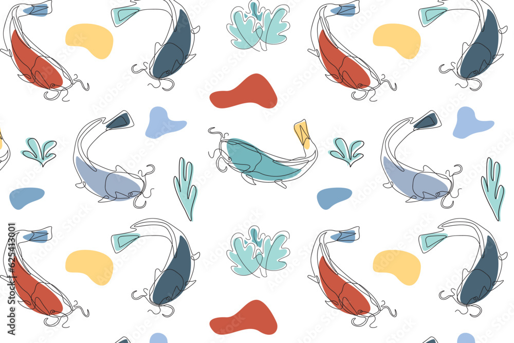 Colorful cute fish cartoon seamless vector. Kids background. Seamless ...