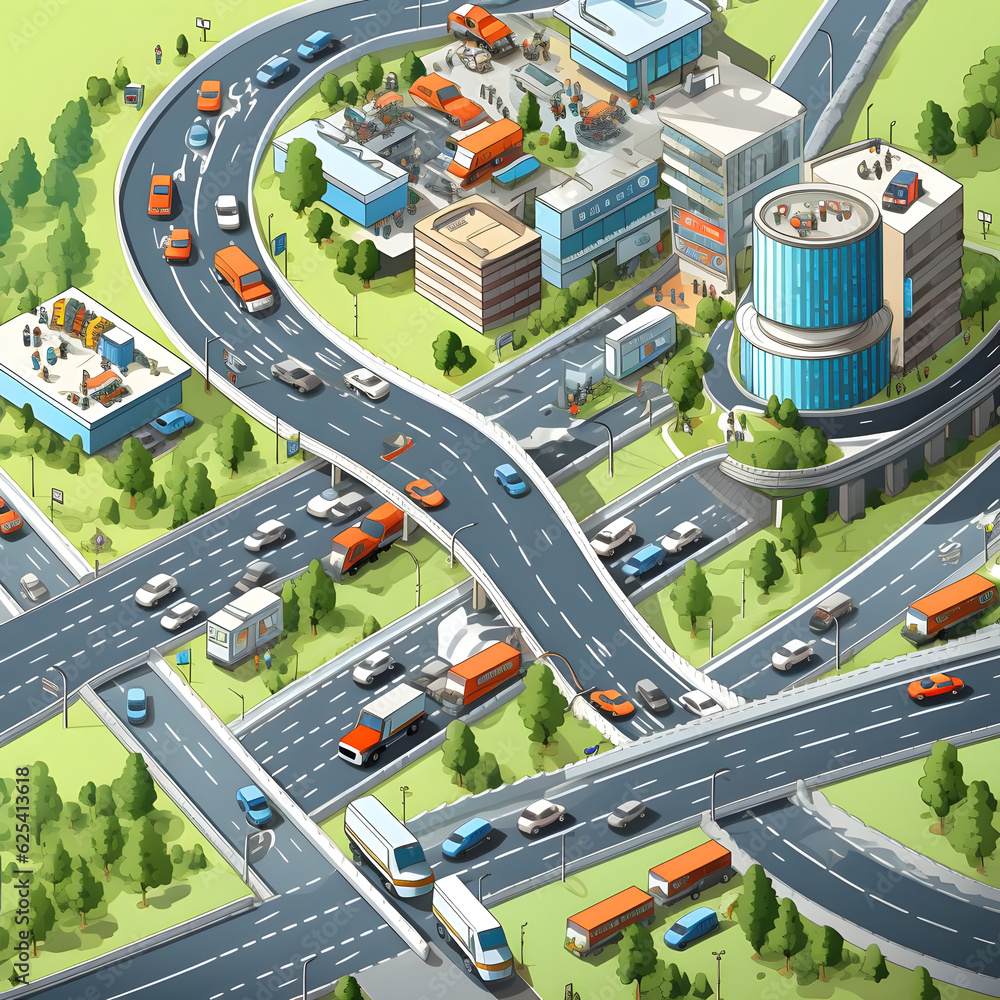 Clipart of civil engineers conducting a traffic simulation for a new ...