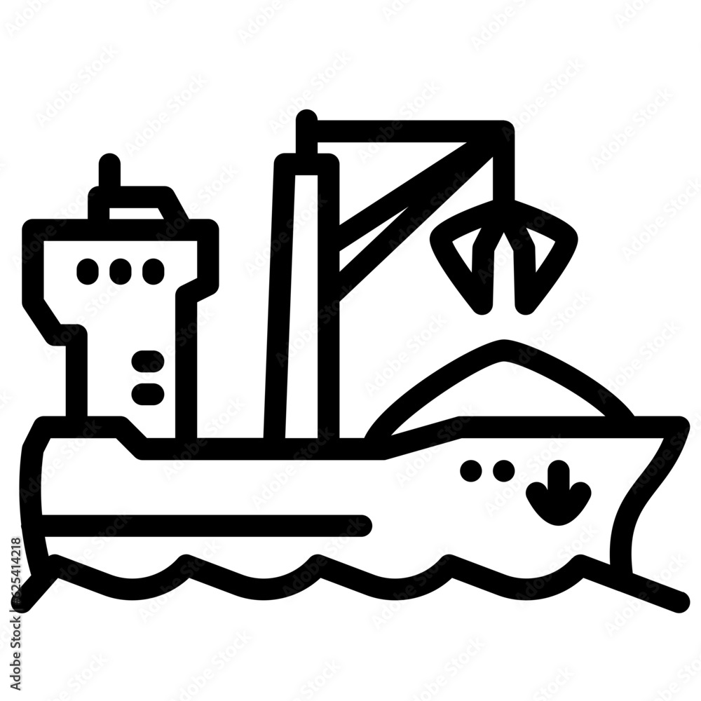 Container ship outline icon. Transportation illustration for templates ...