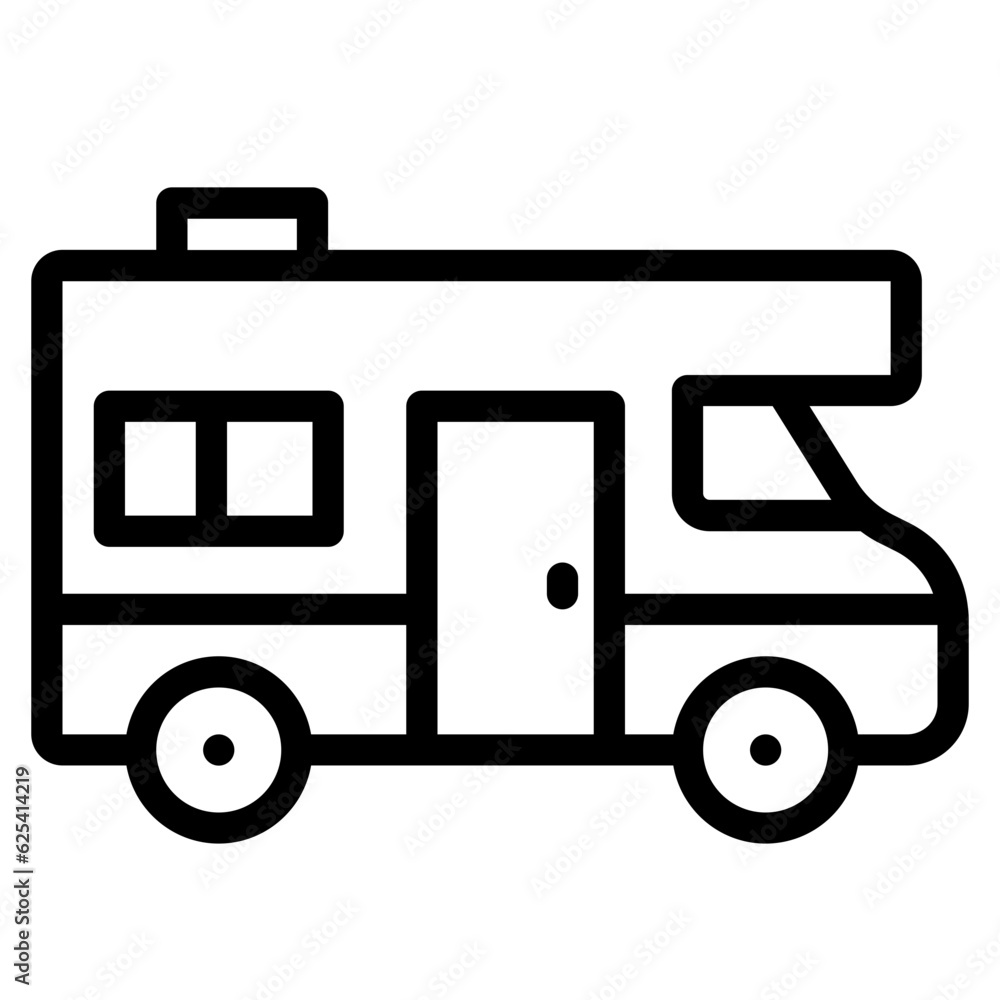 Caravan outline icon. Transportation illustration for templates, web ...