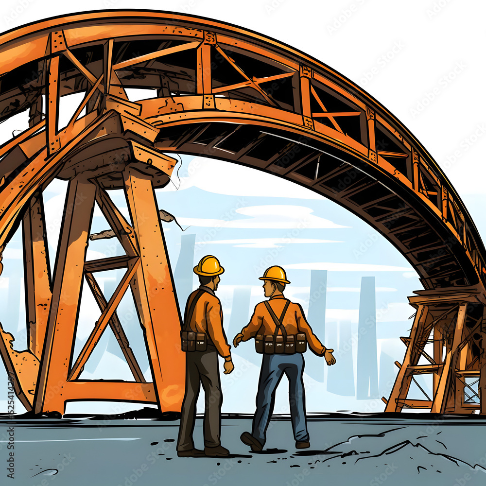 Clipart of civil engineers inspecting a bridge for corrosion and ...